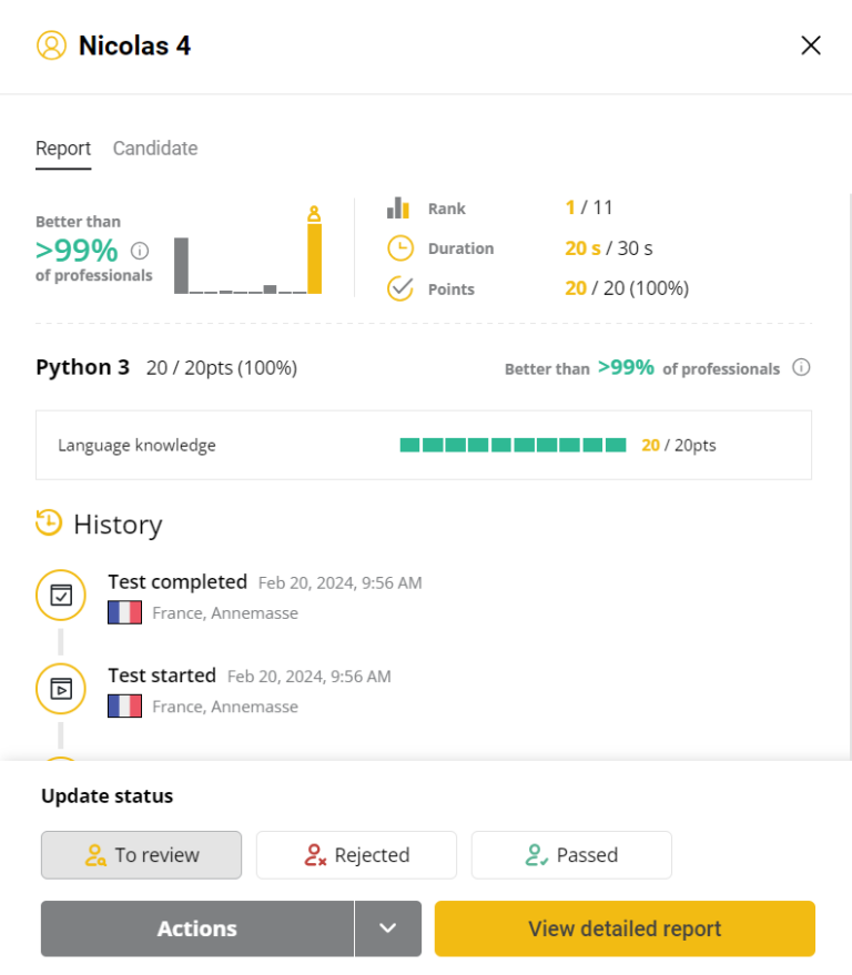 Candidate reports - CoderPad Screen Docs