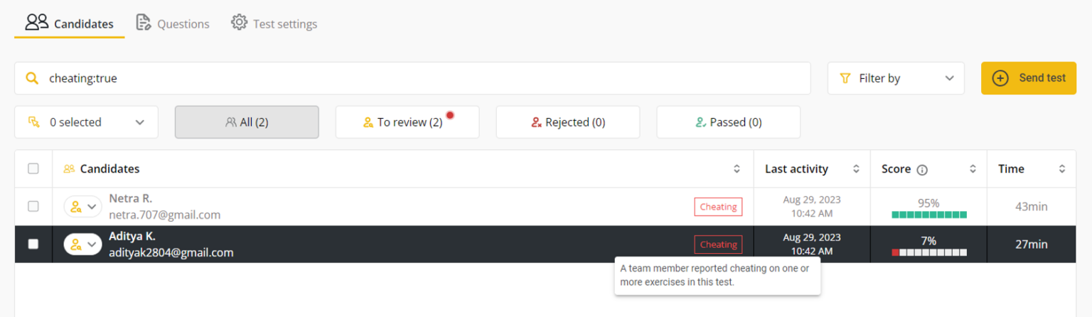 Cheating prevention and detection - CoderPad Screen Docs