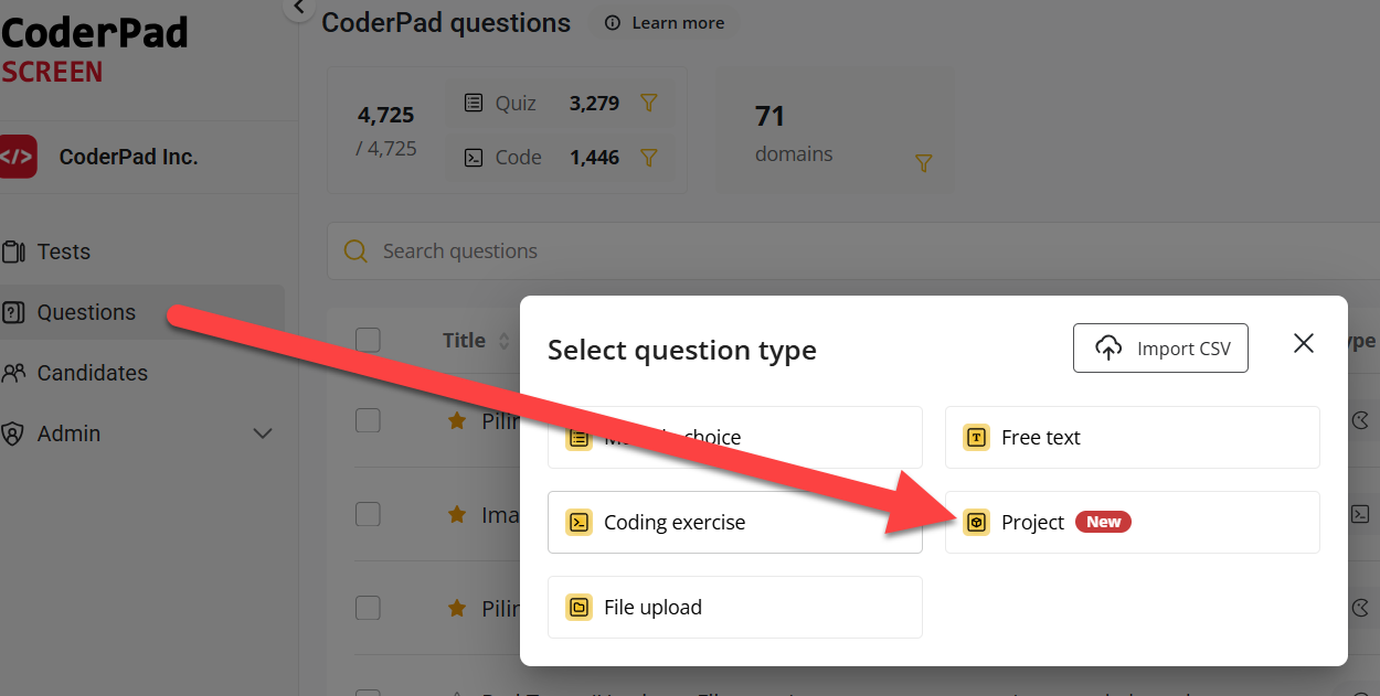 Custom Project questions - CoderPad